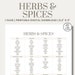 Herbs and Spices Chart for Cooking Printable, List of Herbs and Spices ...
