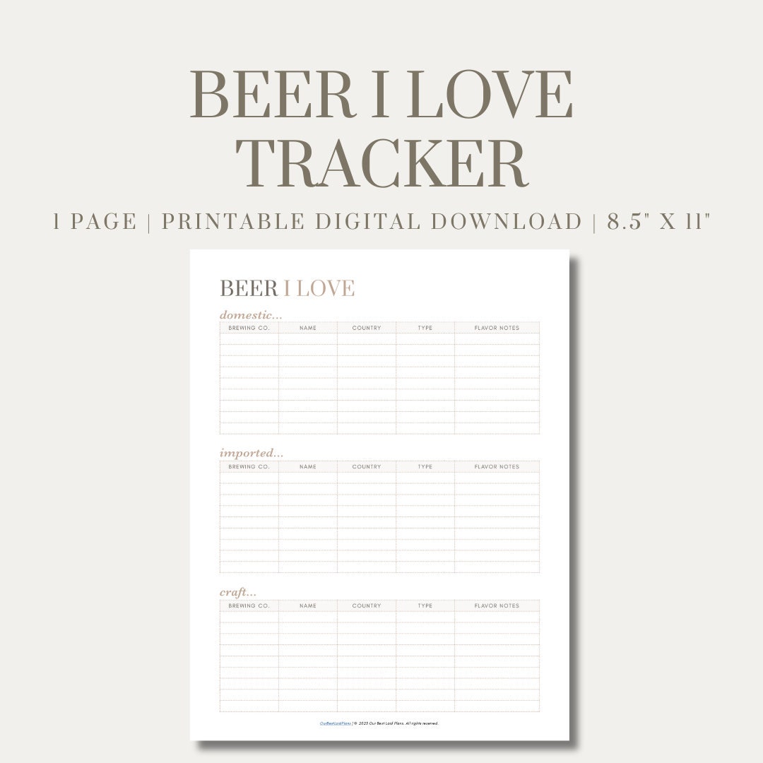 Beer Planner Printable Beer I Love Planner Page Beer - Etsy