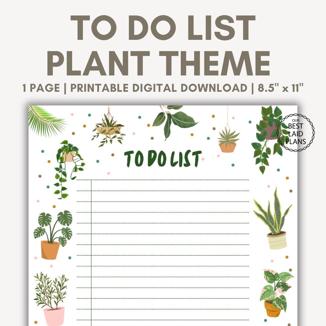 Cute Daily to Do List Template Plant Aesthetic Cute Daily to Do List ...