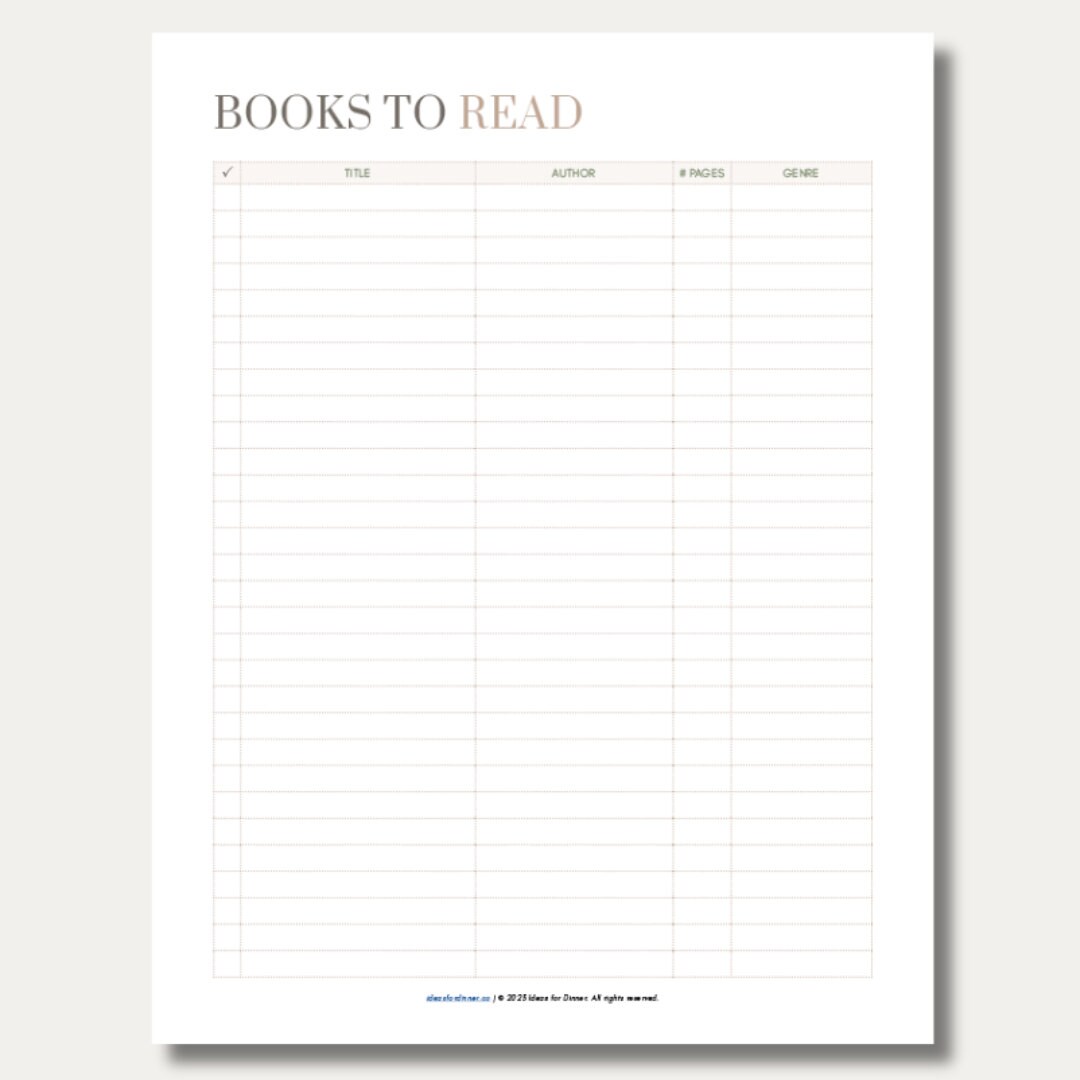 Books to Read Tracker Printable Good Books to Read List Planner Reading ...