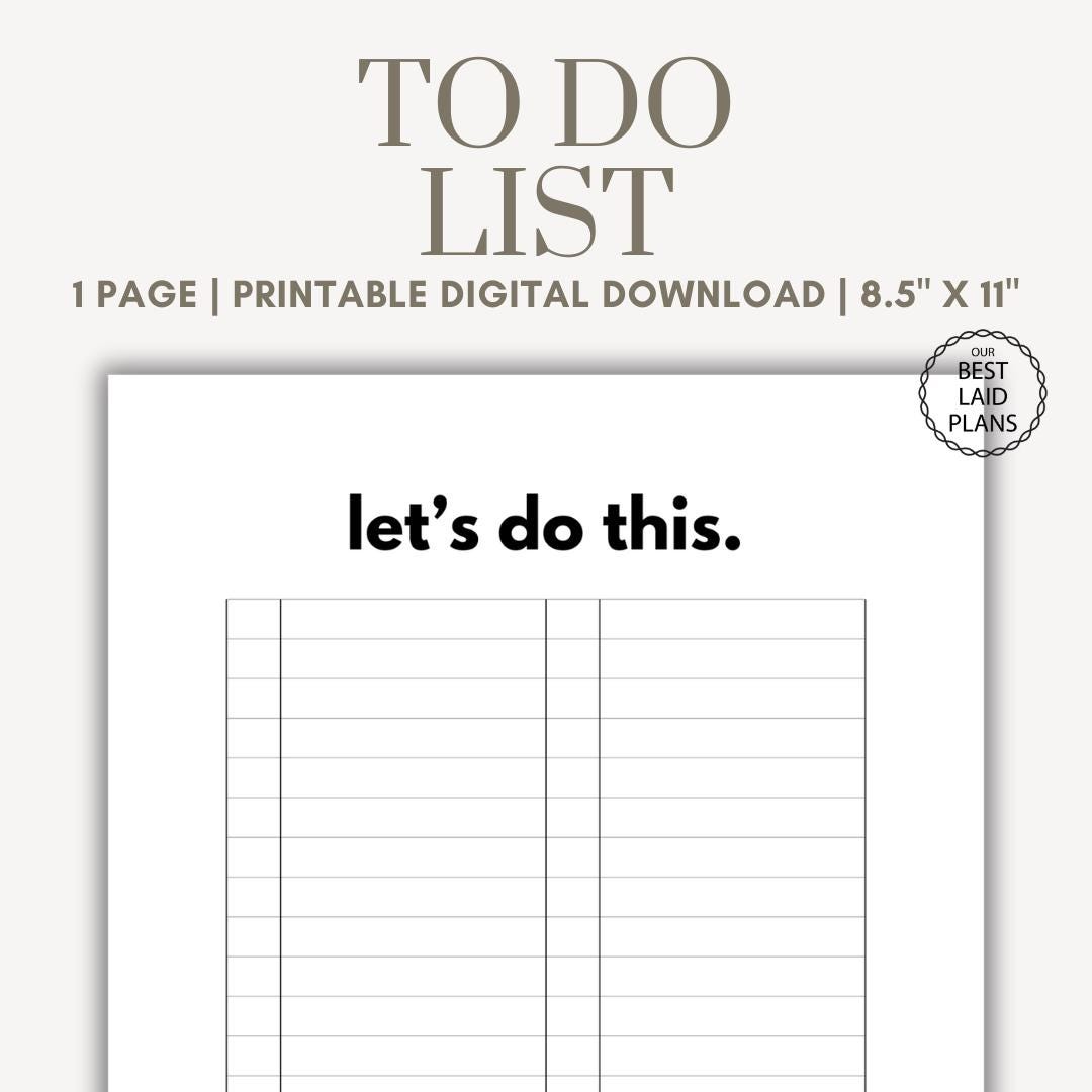 To Do List Form Printable to Do List Form Simple to Do List Form PDF to ...