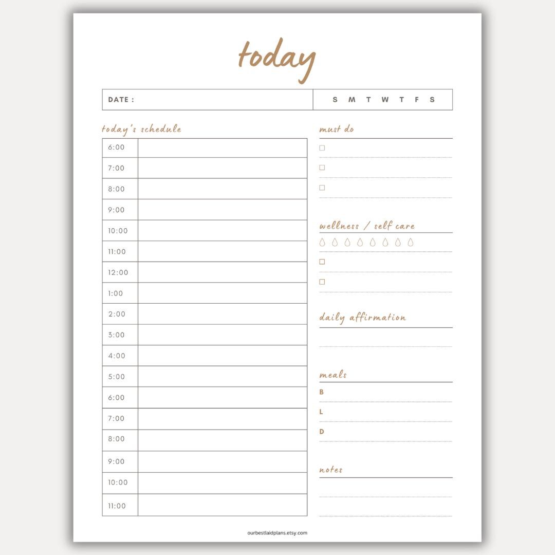Daily Schedule Template Printable PDF Daily Schedule Template With Time ...