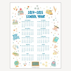 School Calendar 2024-2025 Printable PDF Cute 2024 2025 School Year at a ...