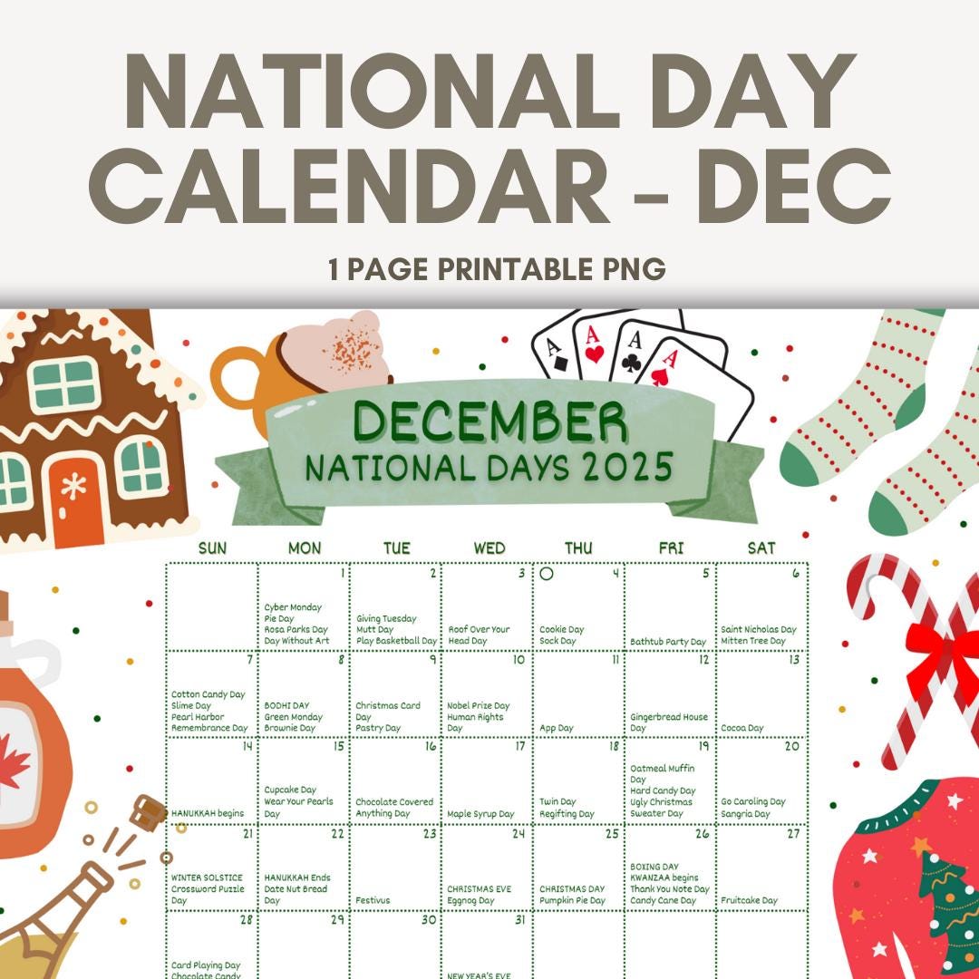 December National Days Calendar, National December Days Calendar ...