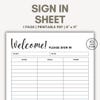 Simple Sign-in Sheet, Customer Info Sheet, Employee Sign-in Sheet, Sign ...