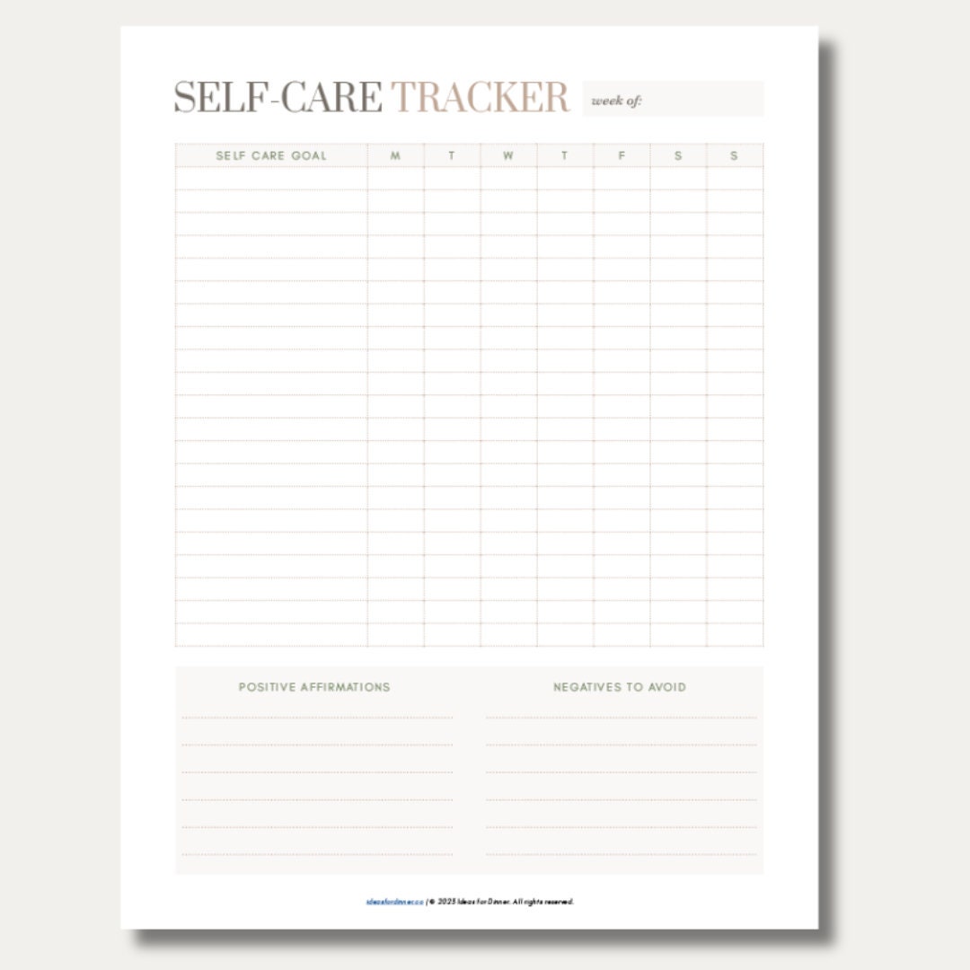 Self Care Tracker Weekly Printable PDF, Self Care Planner Digital ...