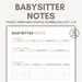 Babysitter Checklist Printable, Babysitter Checklist Notes, Babysitter ...