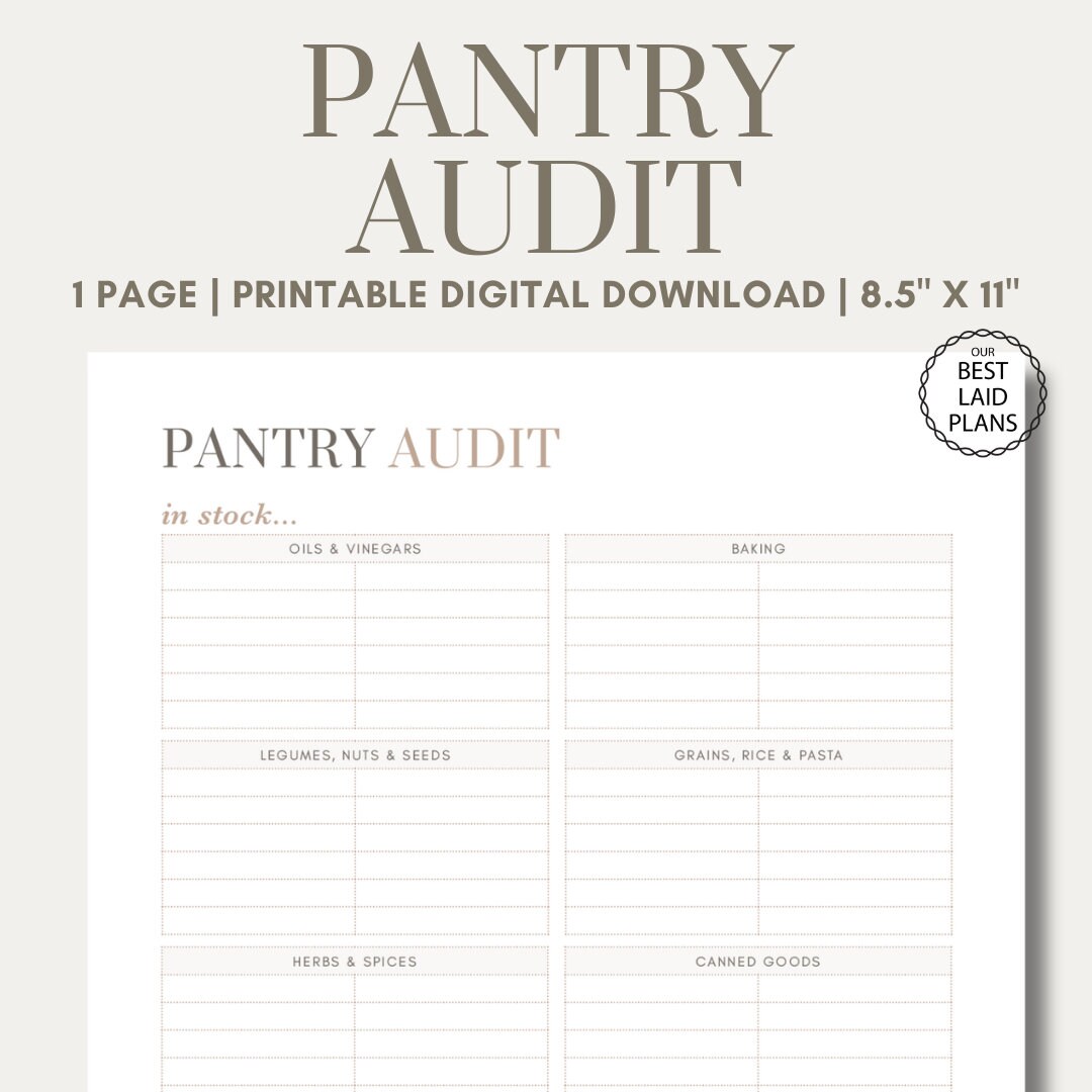 Pantry Inventory Log Printable, Pantry Audit Planner, Pantry ...