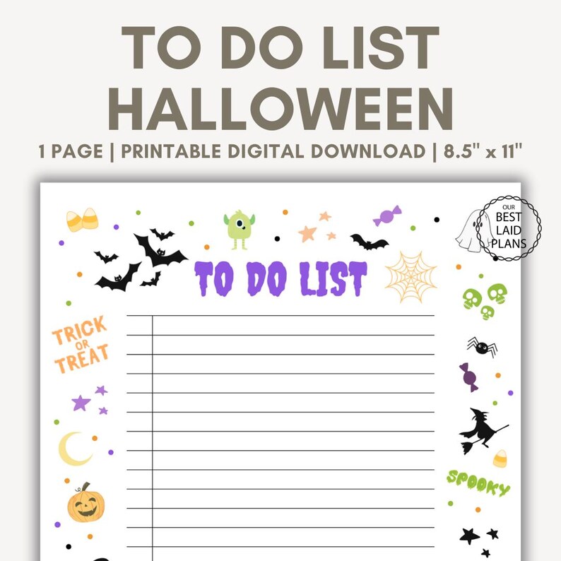Halloween to Do List Printable Halloween Notepad PDF Digital Download ...