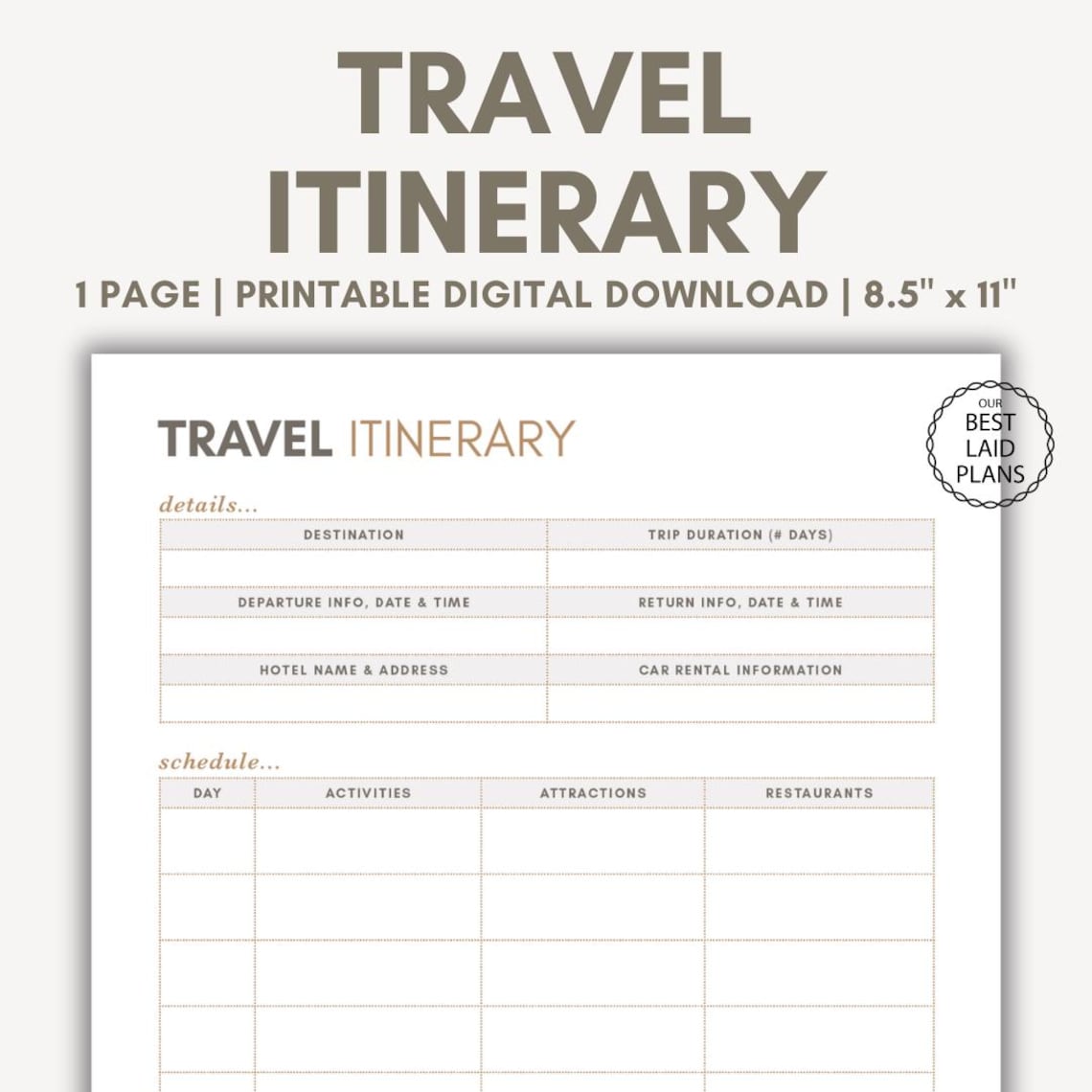 Trip Planner Itinerary Template Printable PDF Trip Planner Travel ...