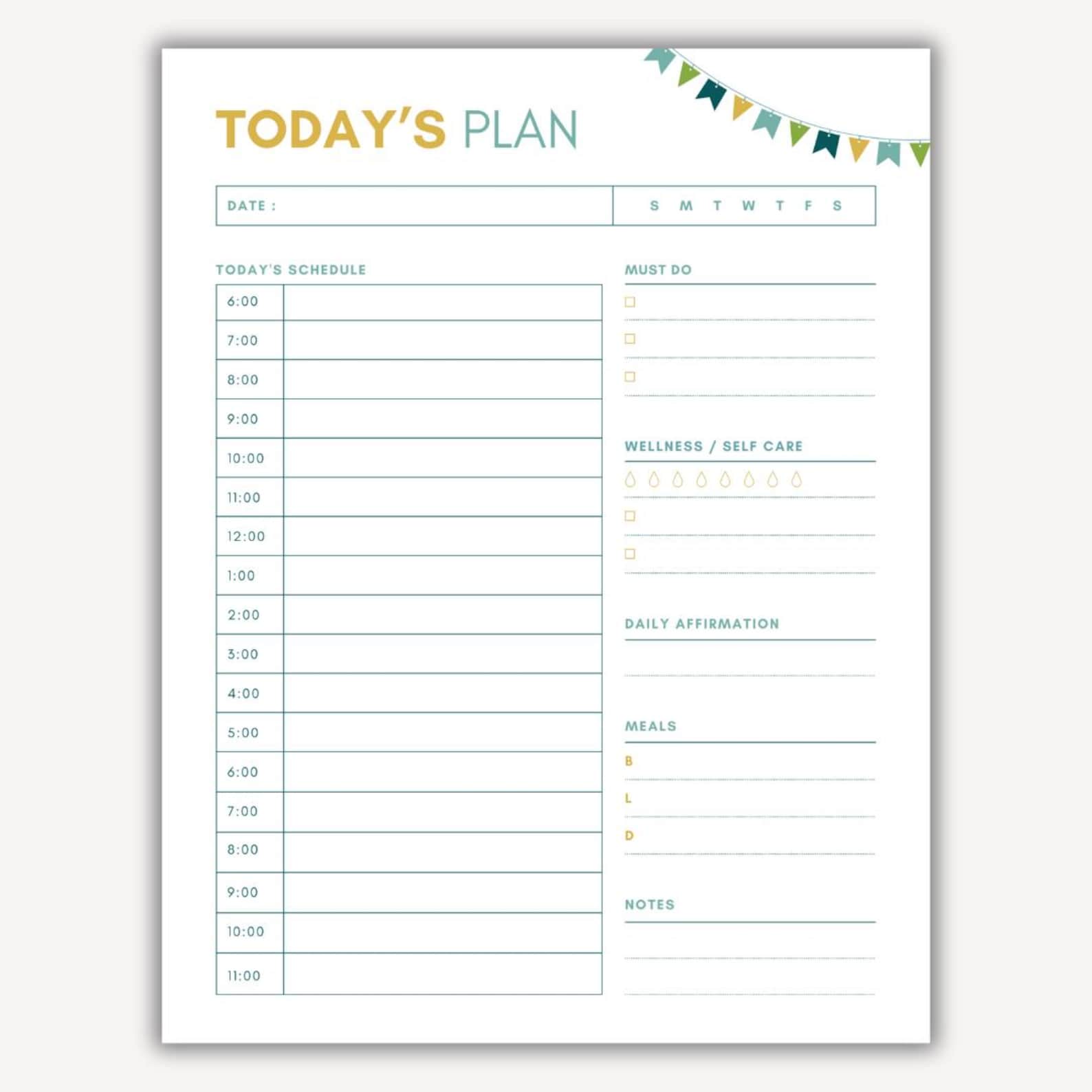 Daily Schedule Template Printable, Cute Daily Schedule PDF Template ...