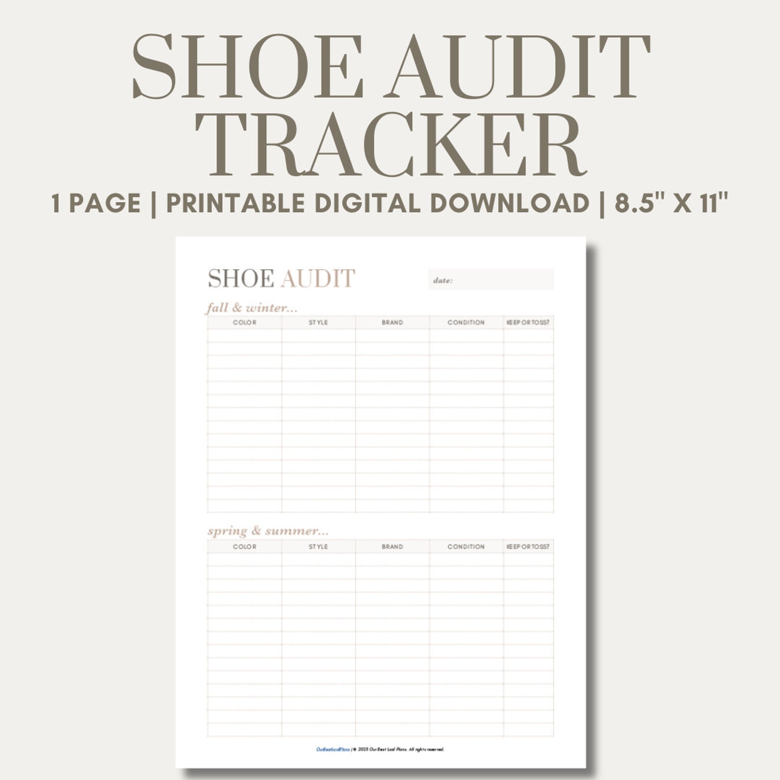 Shoe Audit Printable PDF, Shoe Inventory Planner Printable Digital ...