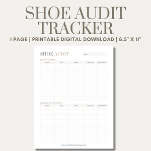 Shoe Audit Printable PDF, Shoe Inventory Planner Printable Digital ...