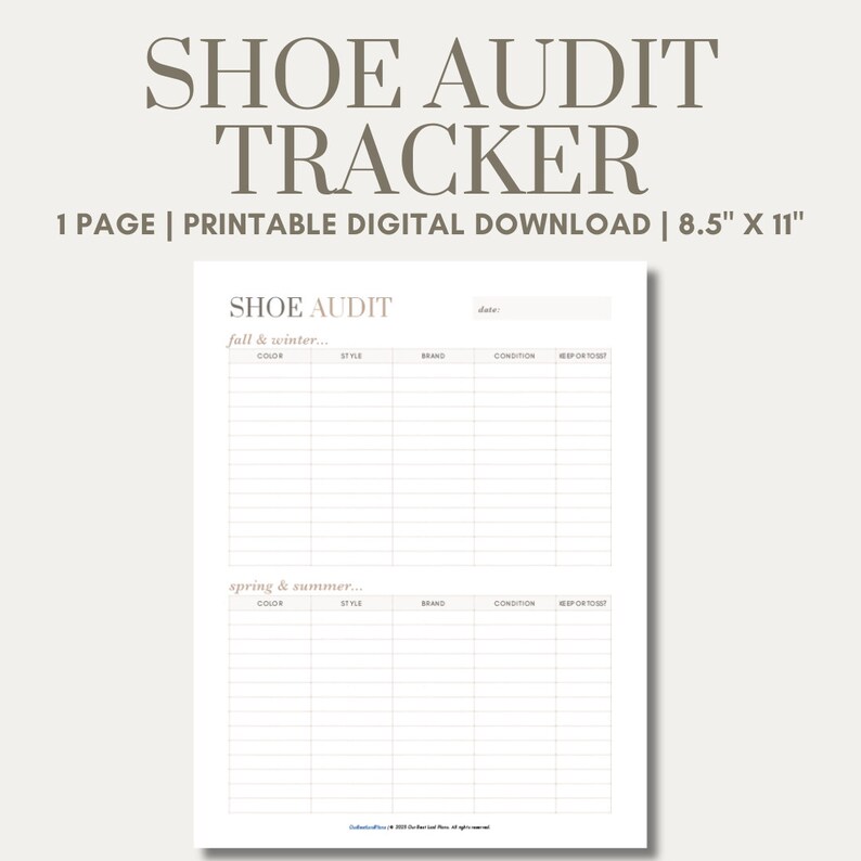 Shoe Audit Printable PDF, Shoe Inventory Planner Printable Digital ...