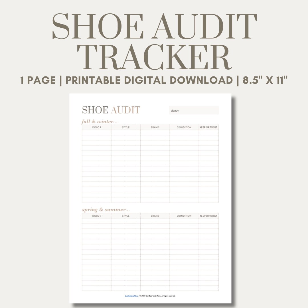 Shoe Audit Printable PDF, Shoe Inventory Planner Printable Digital ...
