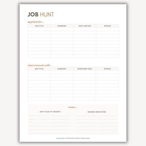 Job Search Tracker Google Docs Editable Printable First Job Planner Job ...