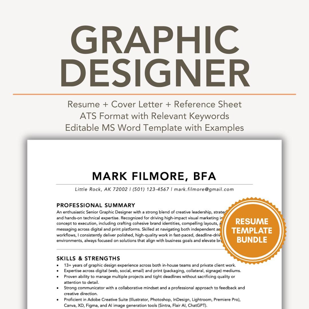 Resume Template Graphic Designer With Cover Letter and Example, Sample ...