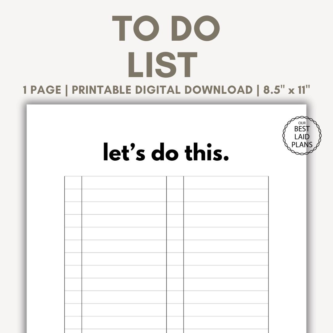To Do List Form Printable to Do List Form Simple to Do List Form PDF to ...