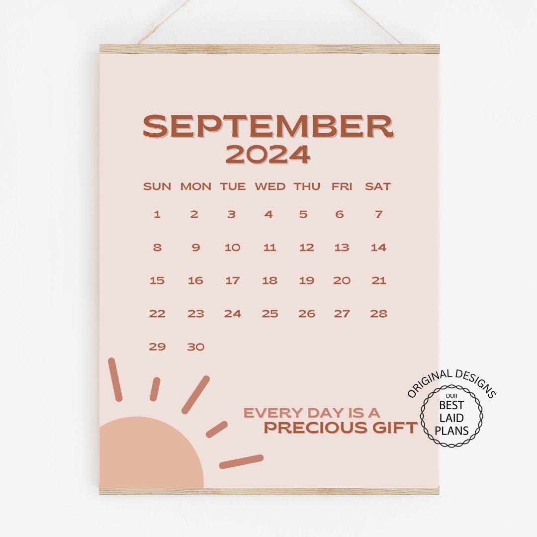 September 2024 Calendar Printable September 2024 Printable PDF Pink ...