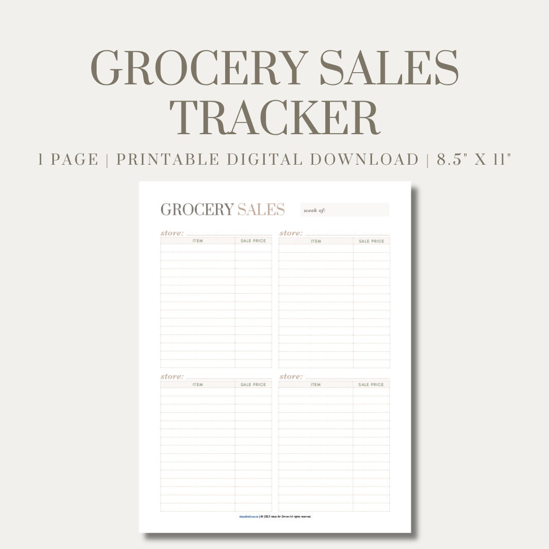Grocery Tracker Grocery List Sales Tracker Printable PDF - Etsy