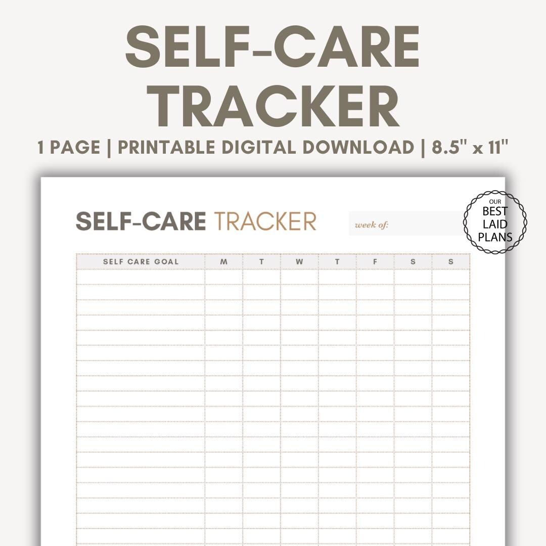 Self Care Tracker Weekly Printable PDF, Self Care Planner Digital ...