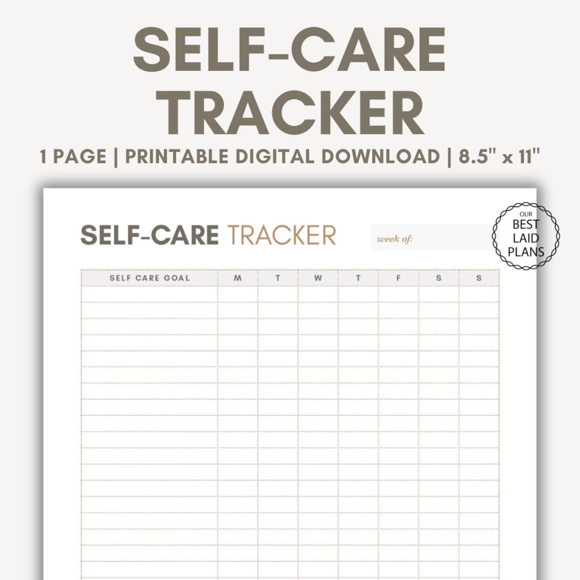 Self Care Tracker Weekly Printable PDF Self Care Planner Digital ...