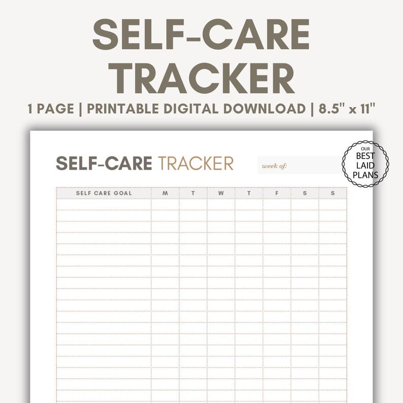 Self Care Tracker Weekly Printable PDF Self Care Planner Digital ...
