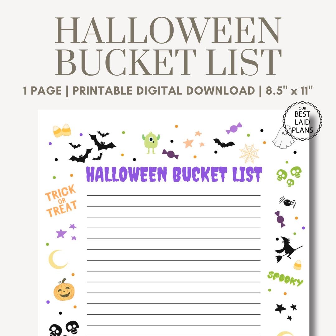 Halloween Bucket List Printable PDF Halloween 2024 Printable Halloween ...