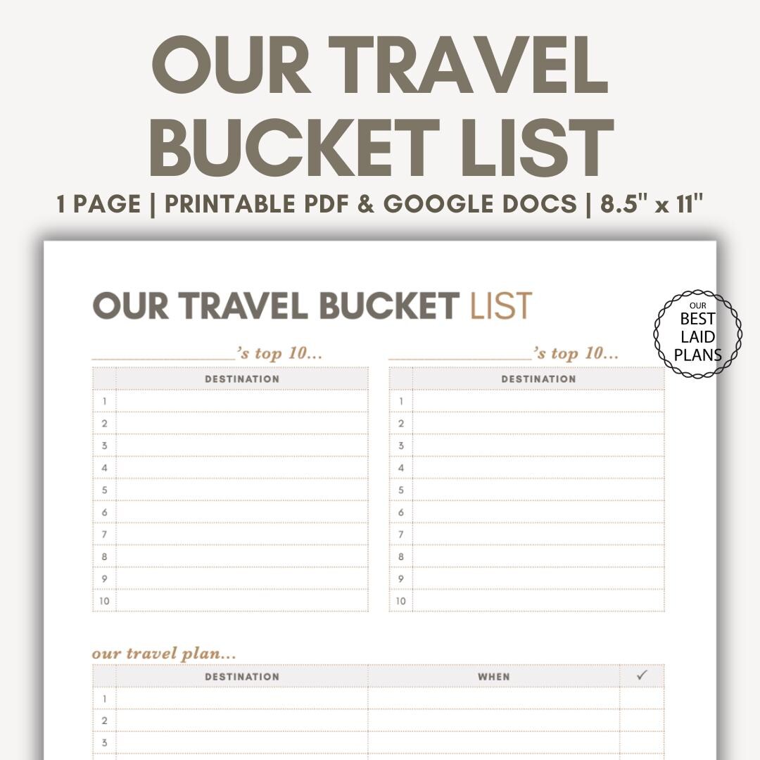 Our Travel Bucket List Planner Printable Travel Planner Trip Wish List ...