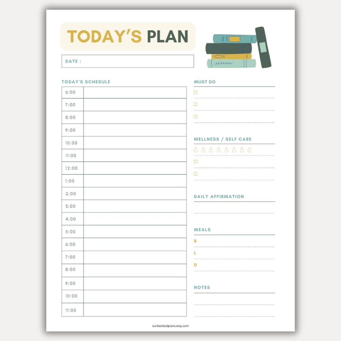 Cute Student Daily Planner Printable PDF Schedule and Agenda With Hours ...