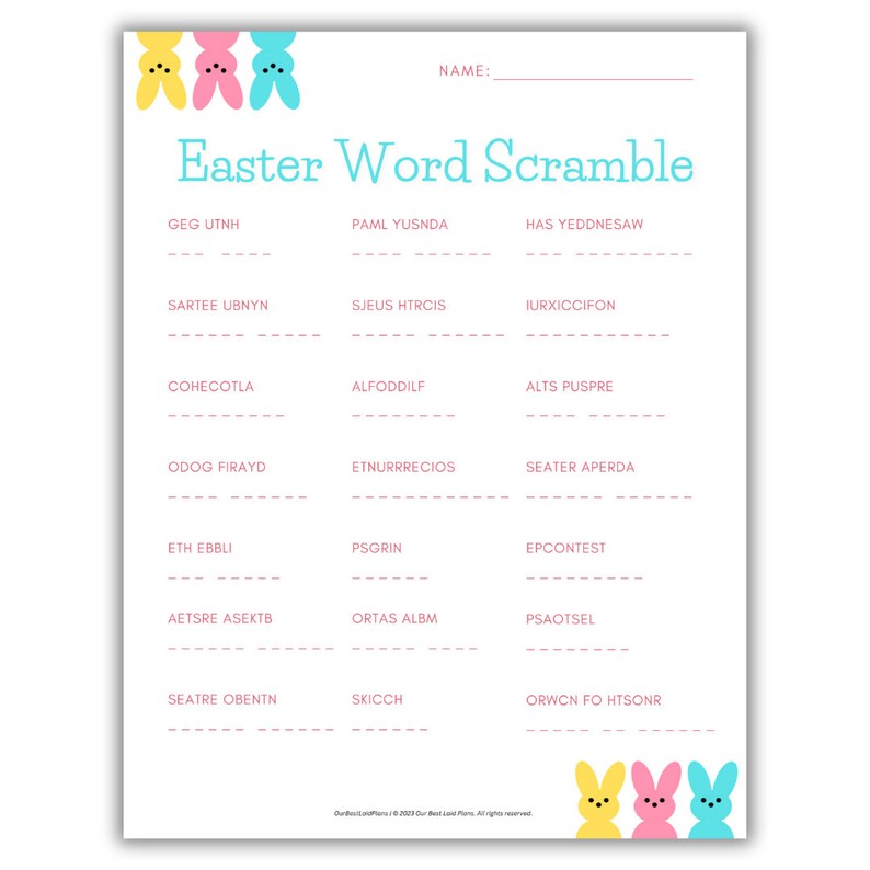 Easter Word Scramble Game Printable Digital Download, Easter Word ...