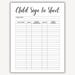 Daycare Sign in Sheet Printable PDF, Child Care Sign in Sheet ...