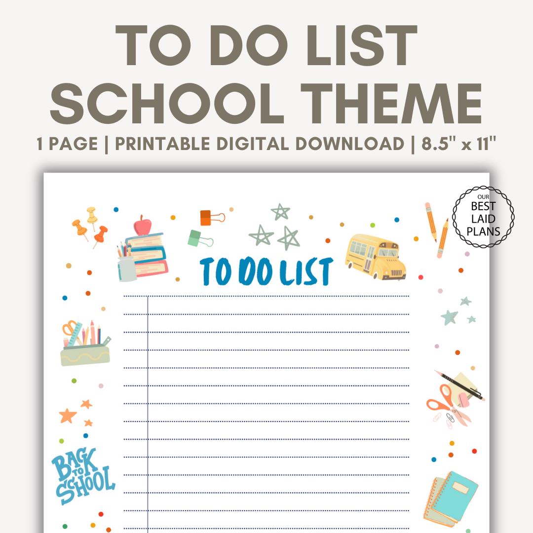 Back to School to Do List Printable Back to School Printable Teacher to ...