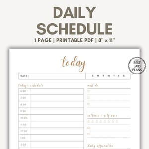 Daily Schedule Printable PDF, Cute Daily Schedule Printable, Daily ...