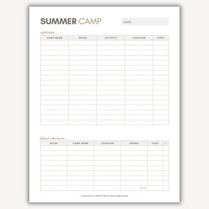 Summer Camp Planner Printable PDF, Summer Camp, Summer Planning Ideas ...