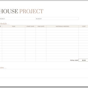 House Project Planner Printable PDF Google Docs Editable Home Project ...