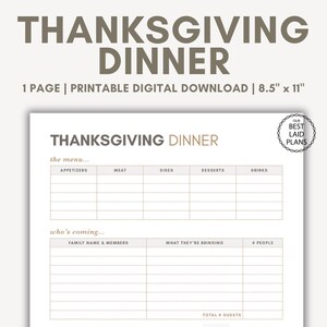 Thanksgiving Planner Printable, Thanksgiving Dinner Planner 2025 PDF ...