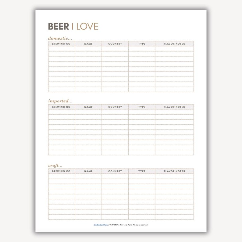 Beer Planner Printable Digital Planner Beer I Love Planner Page Beer ...