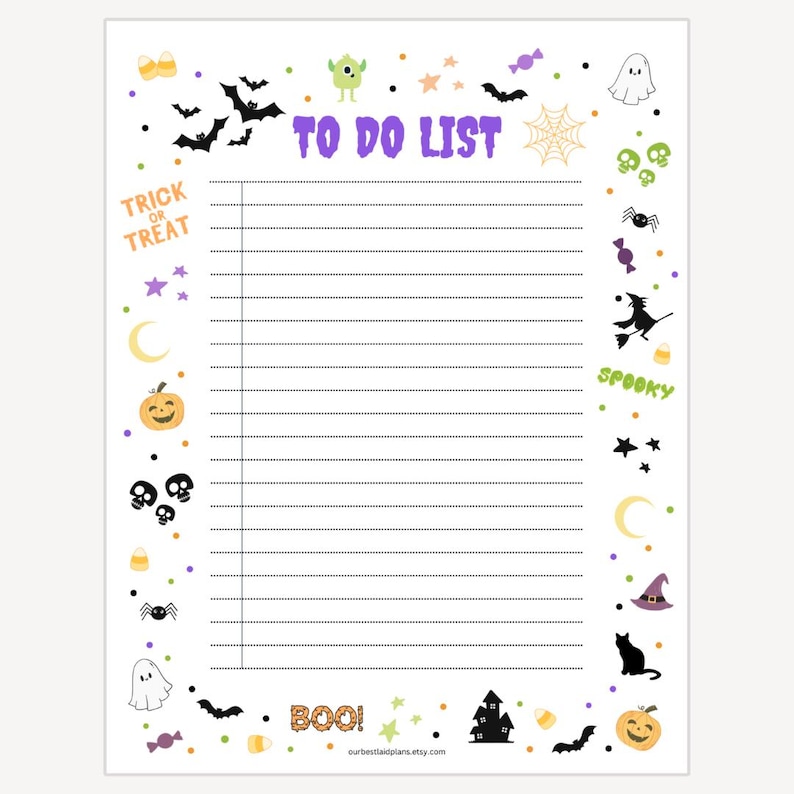 Halloween to Do List Printable Halloween Notepad PDF Digital Download ...
