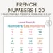 French Numbers Chart Printable Numbers 1-20 in French English to French ...