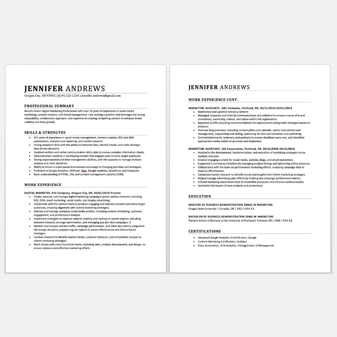 ATS Resume Template Word ATS Format Resume Template Microsoft Word Cv ...