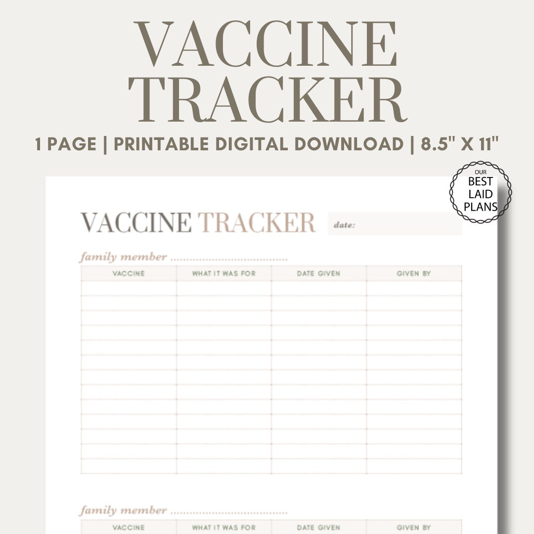 Vaccination Log Immunization Record Vaccination Tracker Vaccine Record ...