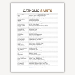 Catholic Saints Reference List Printable PDF, List of 40 Catholic ...