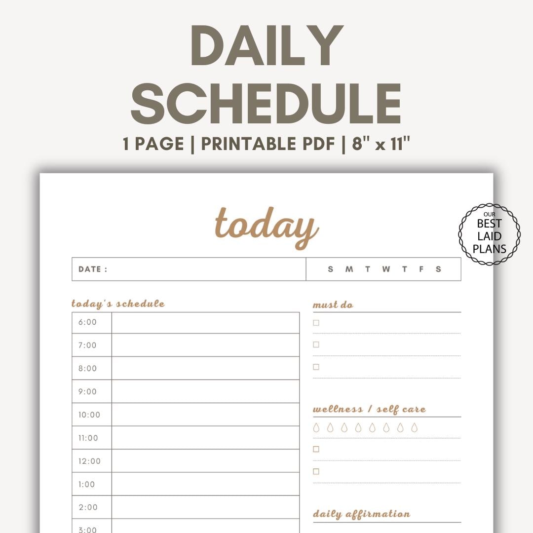 Daily Agenda Printable PDF, Daily Agenda Digital, Daily Agenda Hourly ...