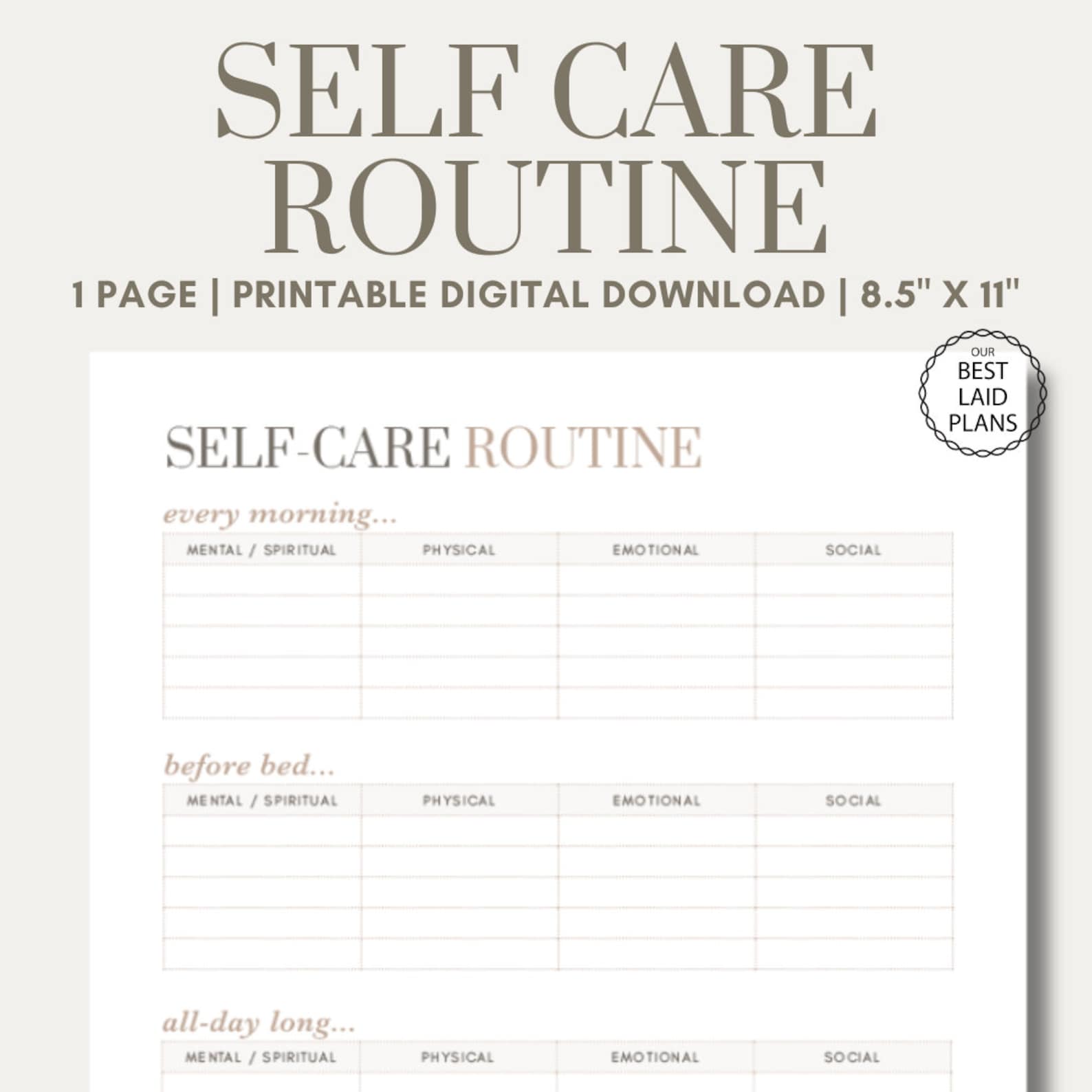 Self Care Planner Printable PDF Self Care Routine Self Care Tracker ...