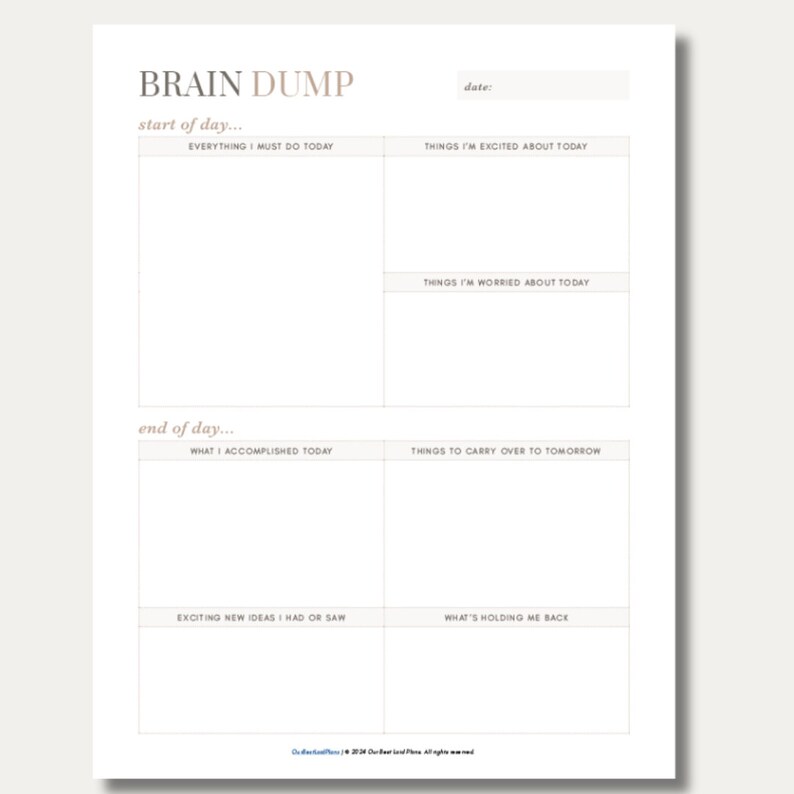 Brain Dump Printable PDF, Mind Dump Digital Download, Braindumping ...