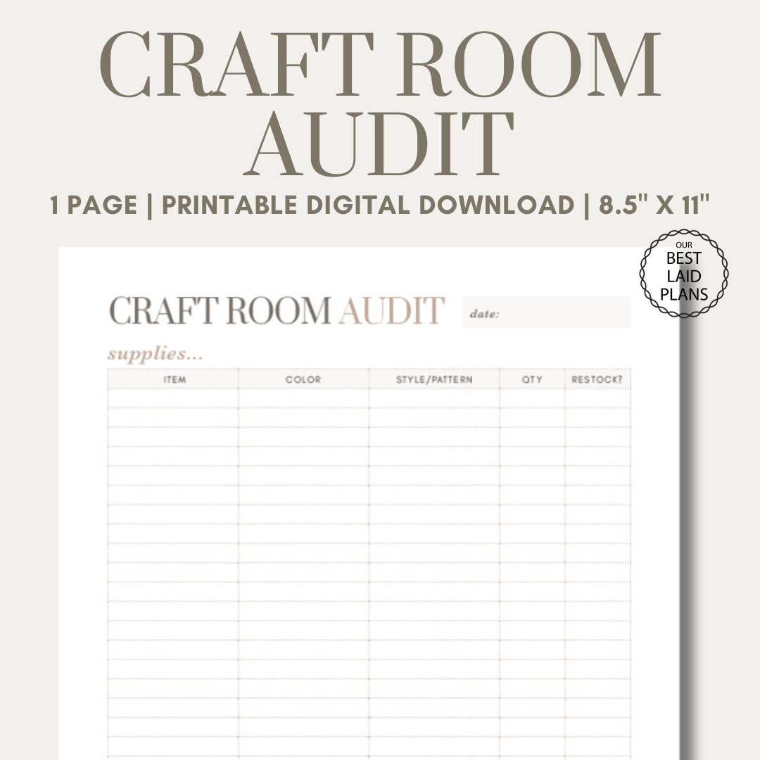 Craft Room Audit Printable PDF, Craft Room Inventory Planner Printable ...
