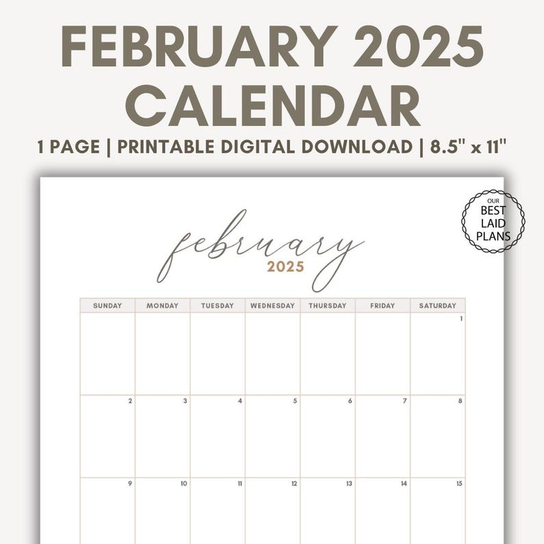 February 2025 Calendar Printable PDF February 2025 Printable PDF ...