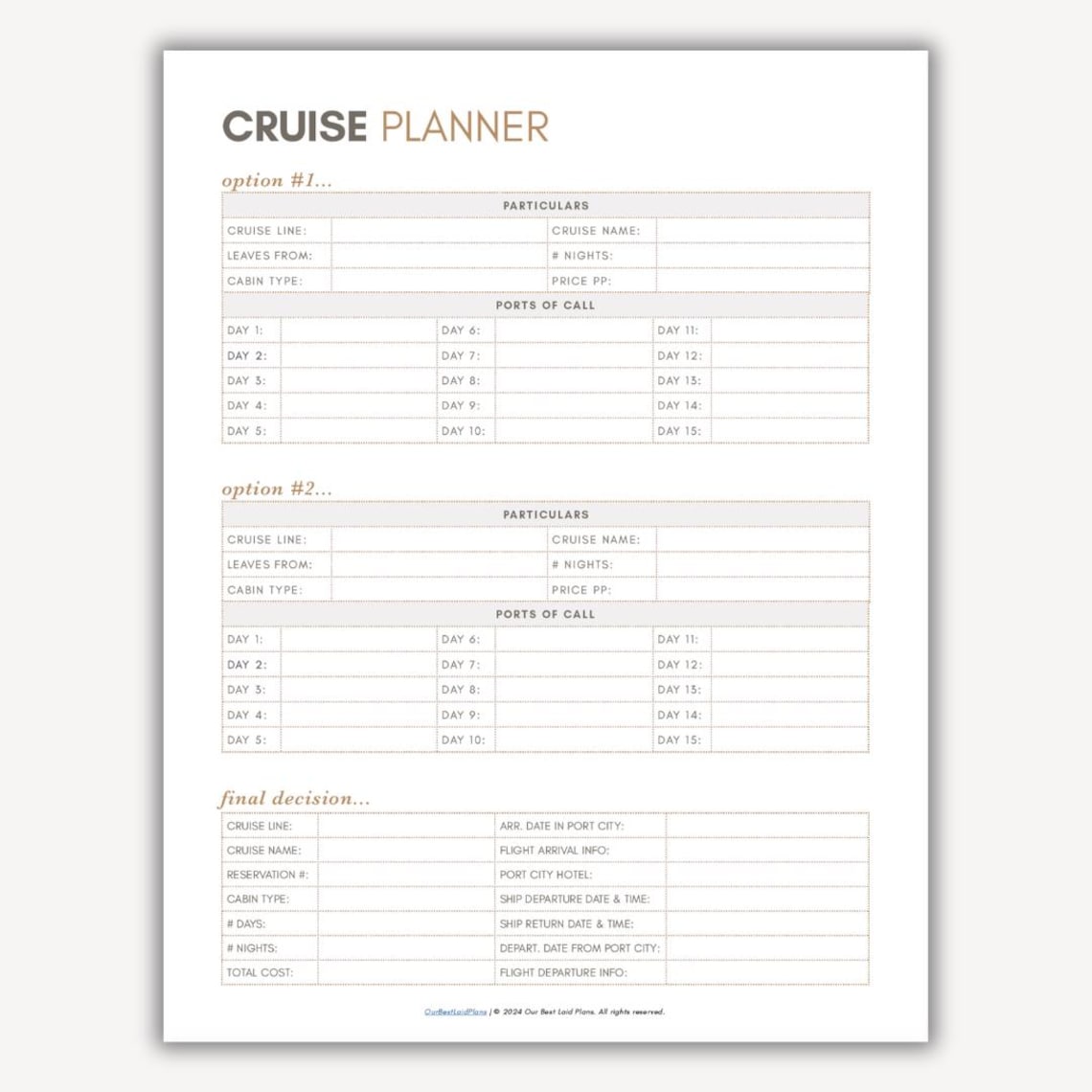 Cruise Planner Printable PDF Plan My Cruise Vacation Planner Cruise ...