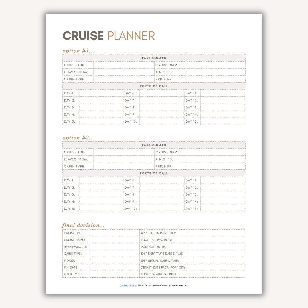 Cruise Planner Printable PDF Plan My Cruise Vacation Planner Cruise ...